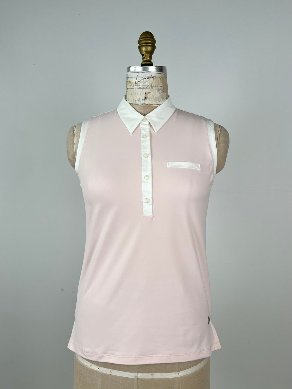 Pink polo top with cream neckline (S+M) – VERYSMART
