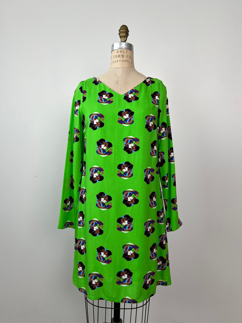 Women's Apple Green Printed Dress (S) – VERYSMART