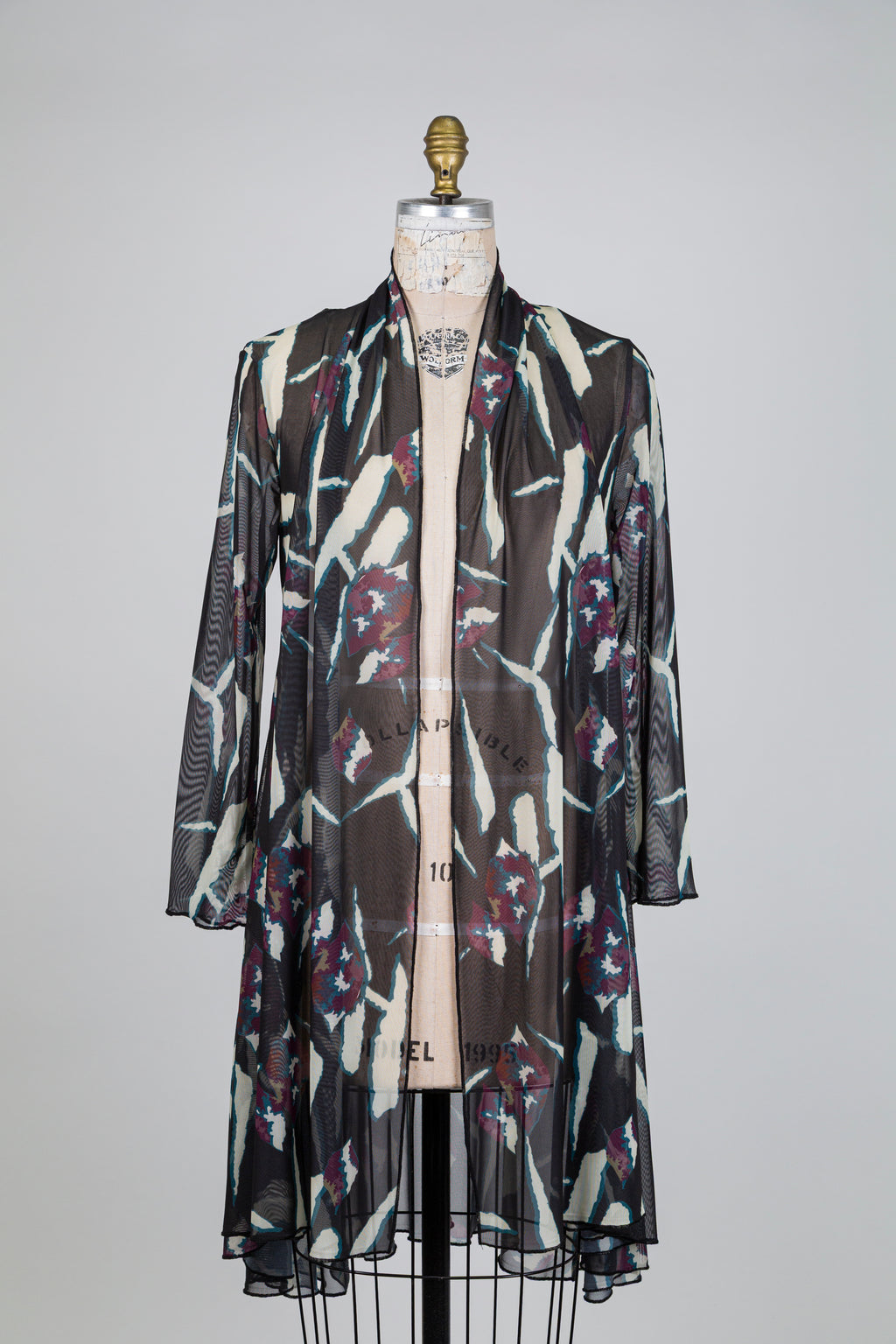 Veste diaphane évasée tribal abstrait (S) – VERYSMART