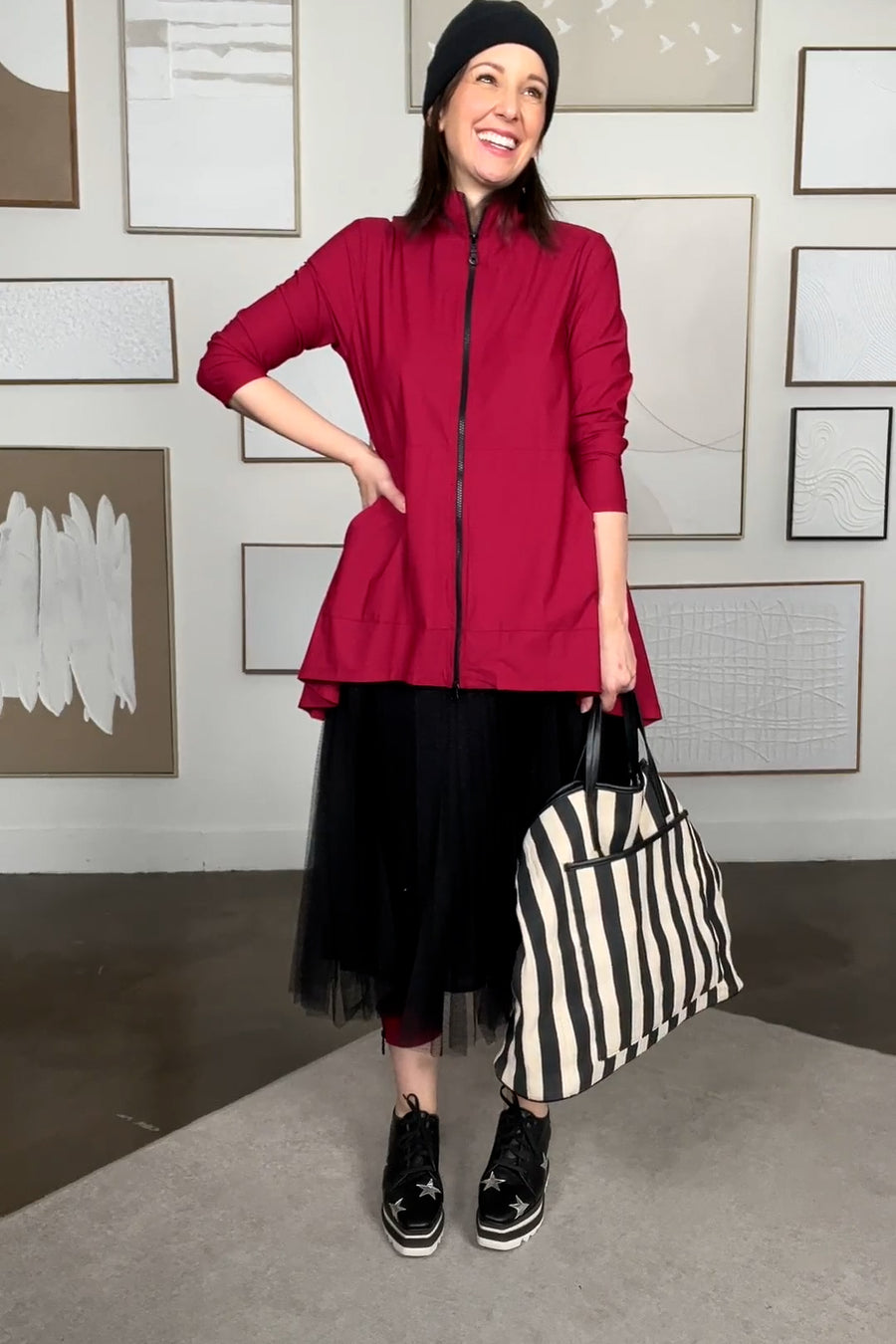 Cherry red trapeze jacket (S) – VERYSMART