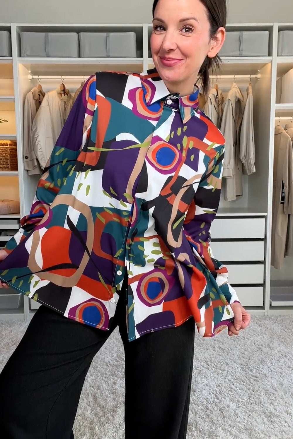 Blouse with geometric patterns (S) – VERYSMART